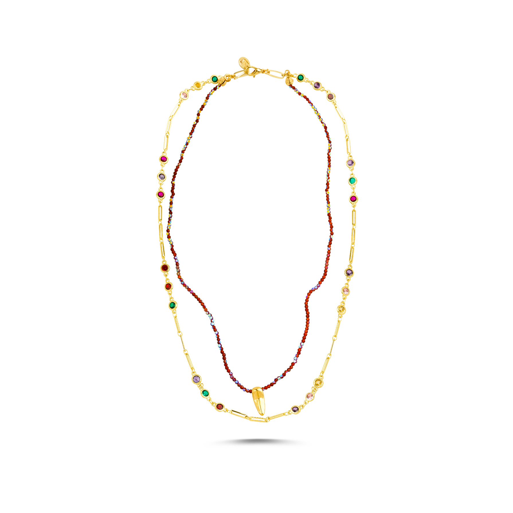 BURGUNDY SPELL DOUBLE ROW NECKLACE